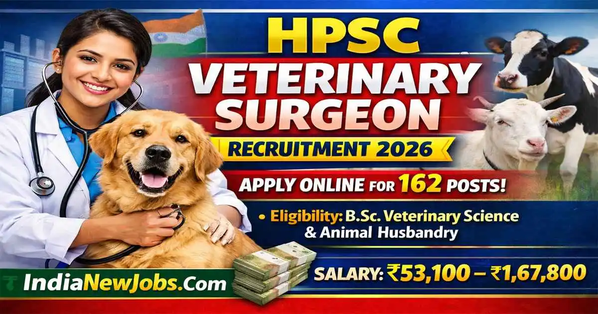 HPSC Veterinary Surgeon Recruitment 2026 – Apply Online For 162 Posts
