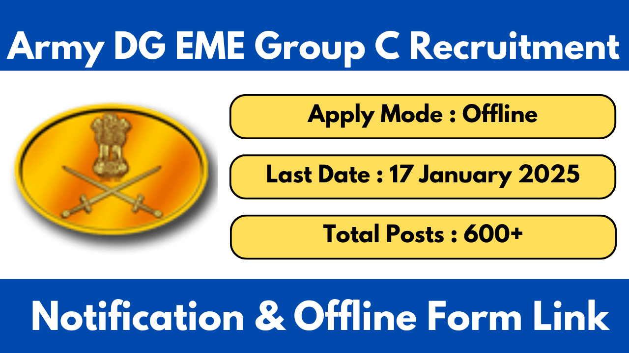 Army DG EME Group C Recruitment 2024-25 Notification And Application Form - India New Jobs