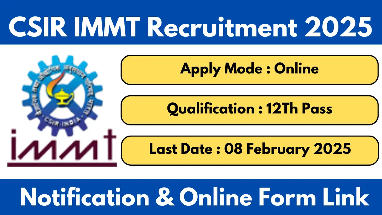 CSIR IMMT Recruitment 2025 JSA Best Apply Online Form