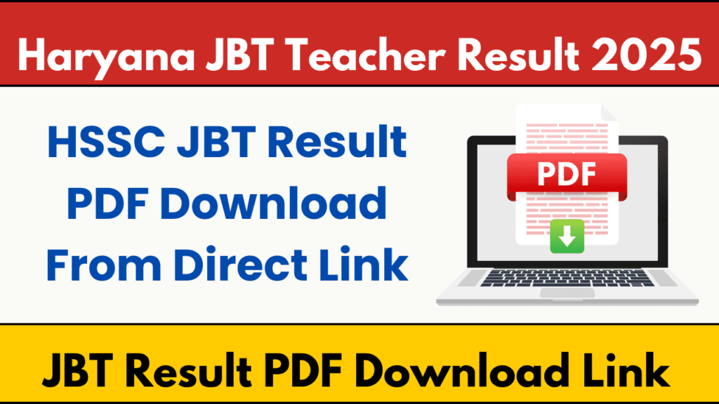 Haryana JBT Teacher Result 2025 Download PDF Form This Direct Link