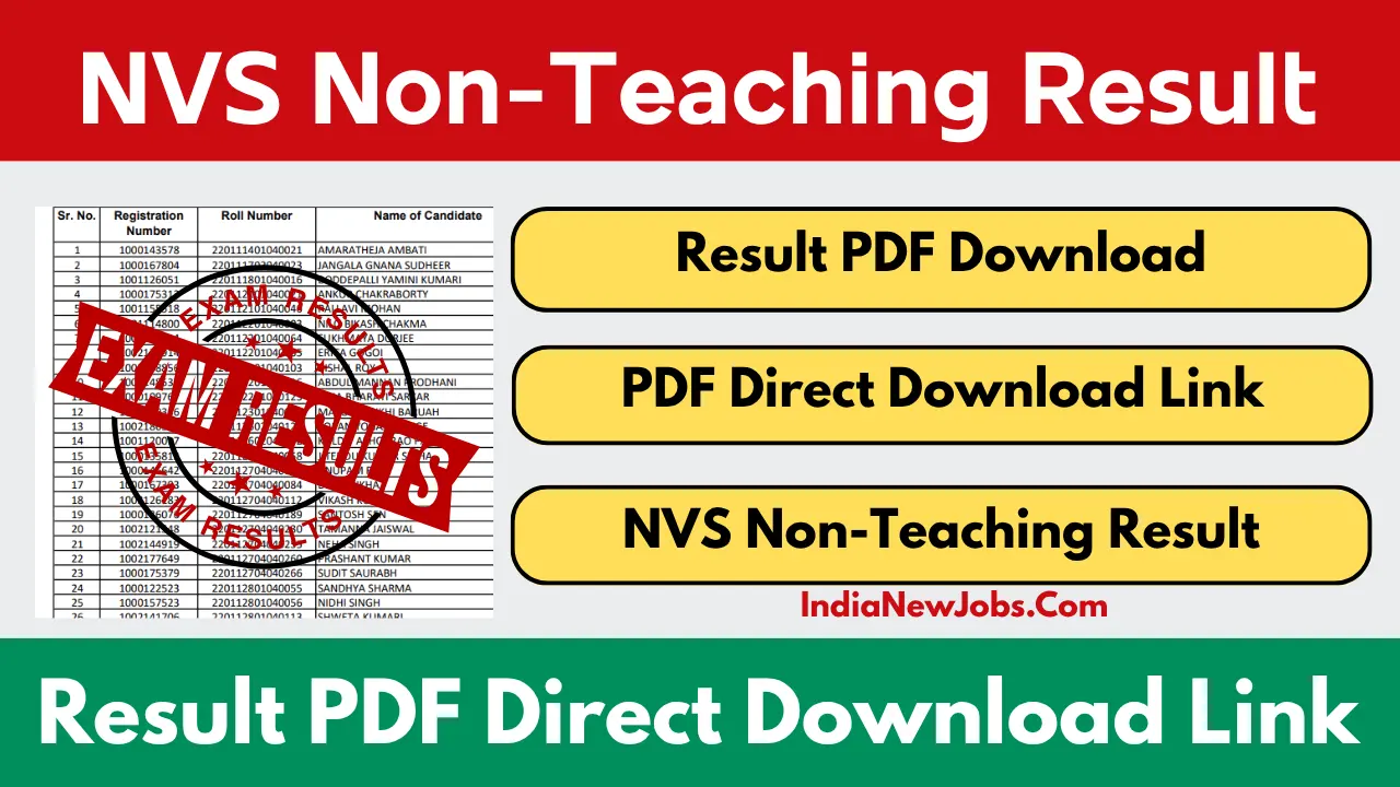 NVS Non Teaching Result 2025 Out Download PDF Direct Link