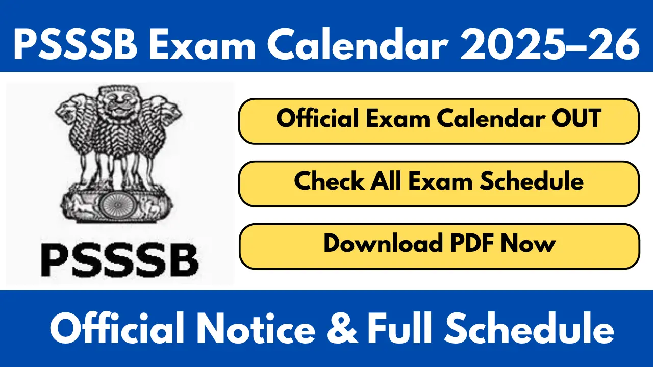PSSSB Exam Calendar 2025-26 Official Notice Released, Check Exam Date ...